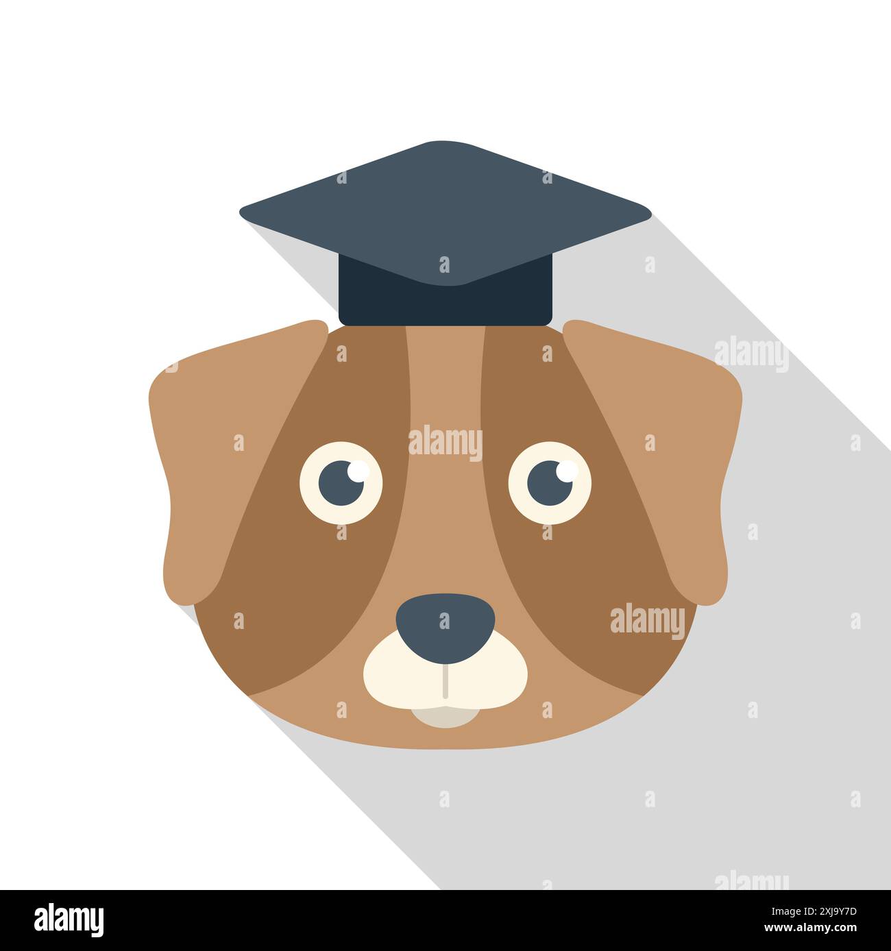 Cartoon dog wearing a graduation cap, representing education and canine ...