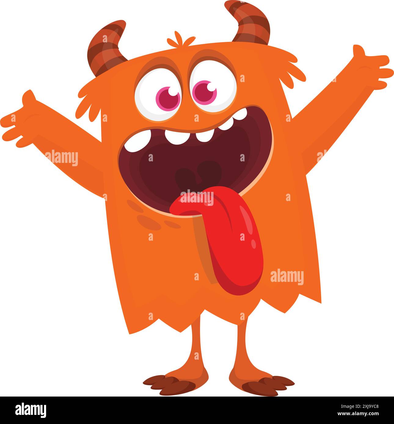 Funny cartoon monster character showing tongue. Halloween design ...
