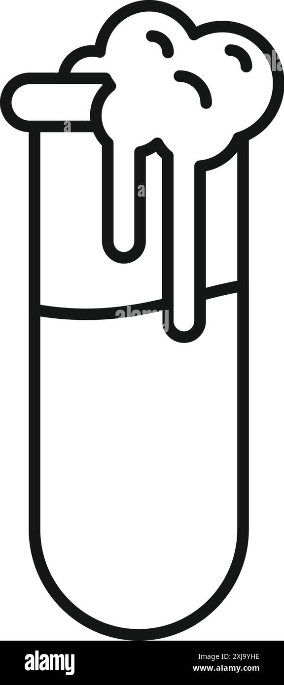 Simple, bold line icon of a test tube overflowing with a chemical ...
