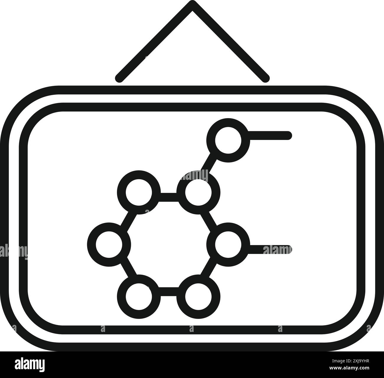 Classroom sign is hanging and showing a molecular structure, possibly ...