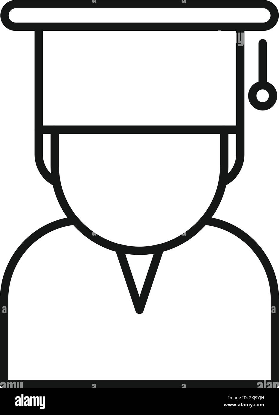 Line icon of a young graduate wearing a graduation cap, representing ...