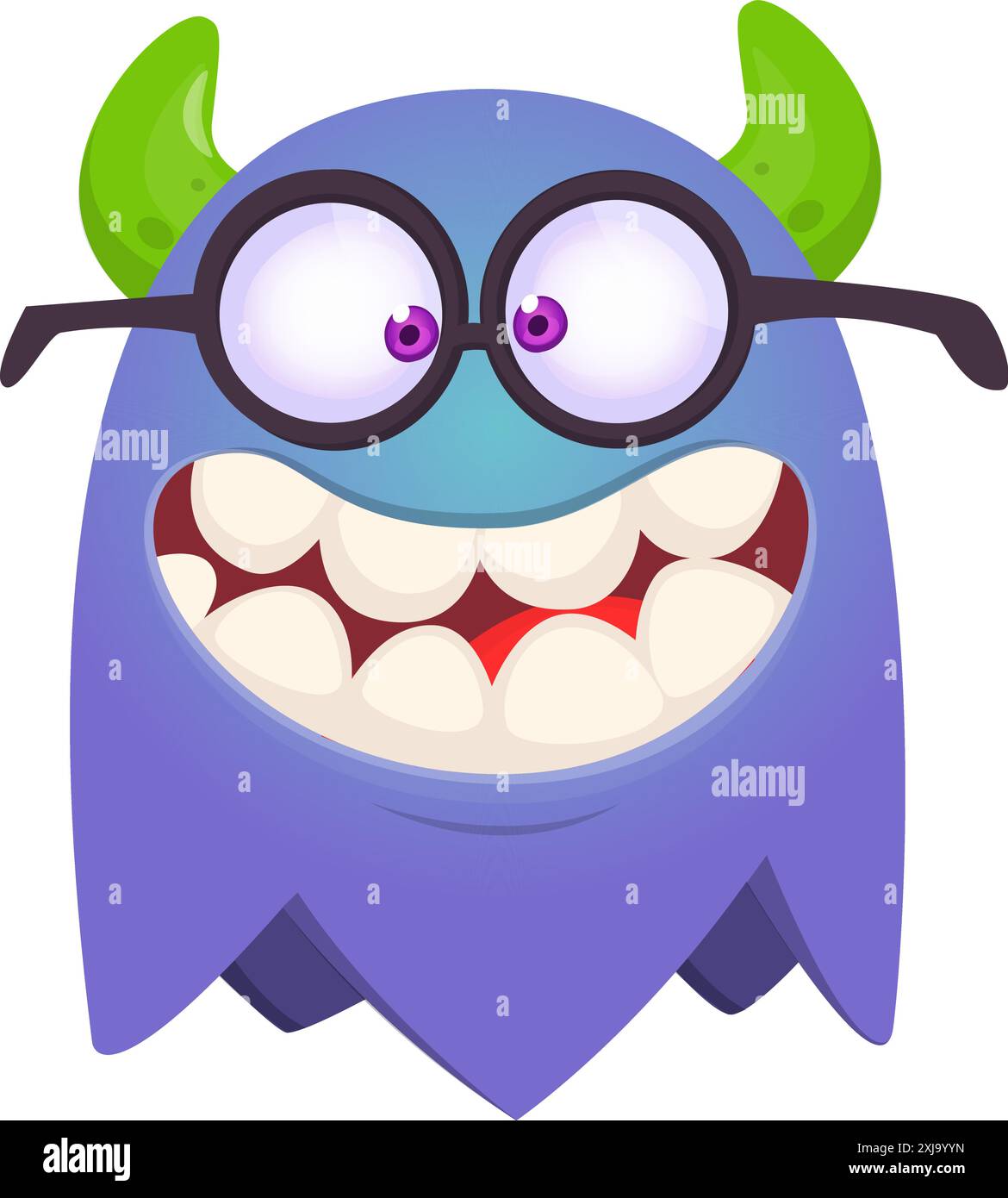 Funny cartoon smiling monster character. Illustration of cute and happy ...