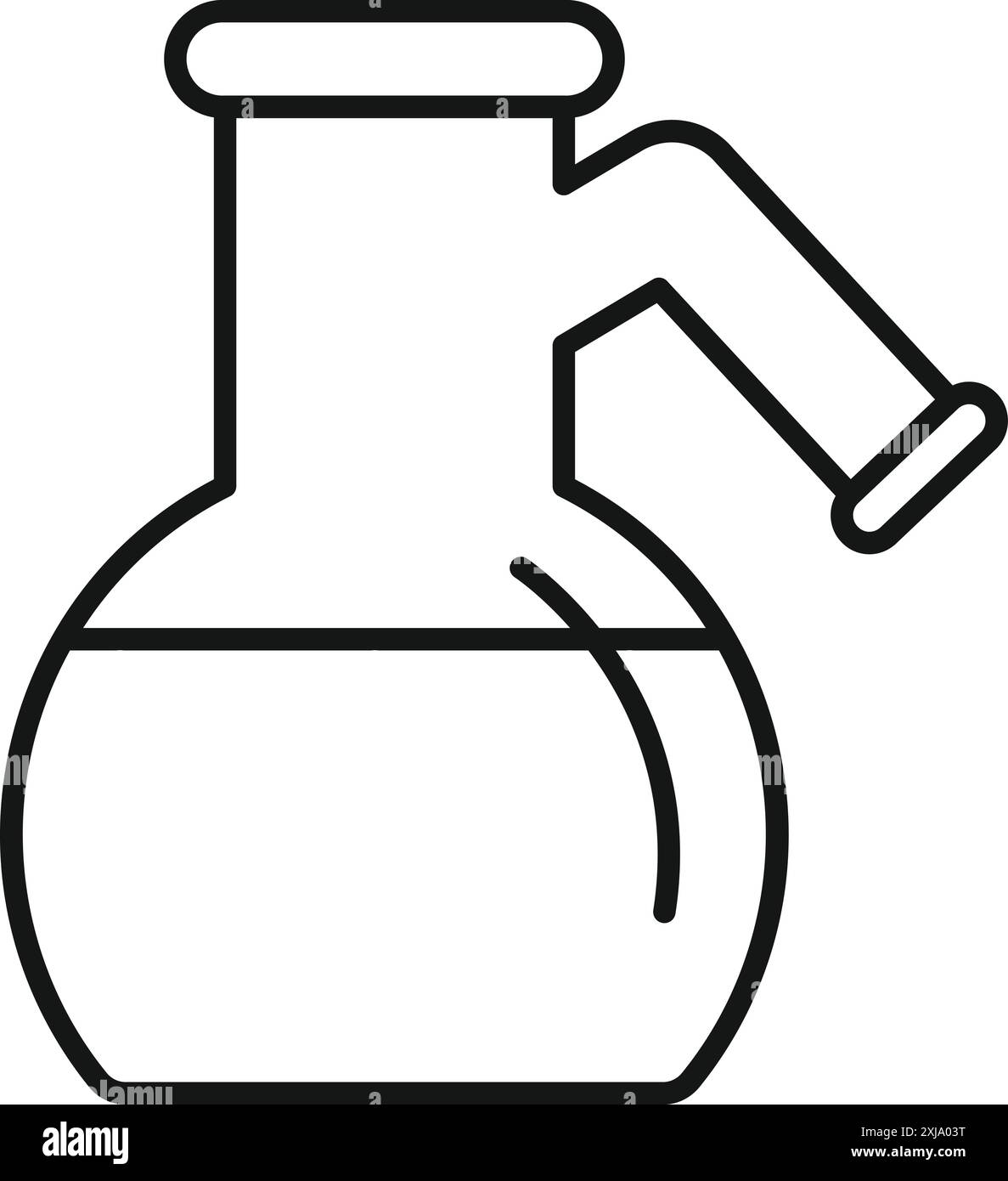 Line drawing of laboratory glassware containing liquid with an output ...