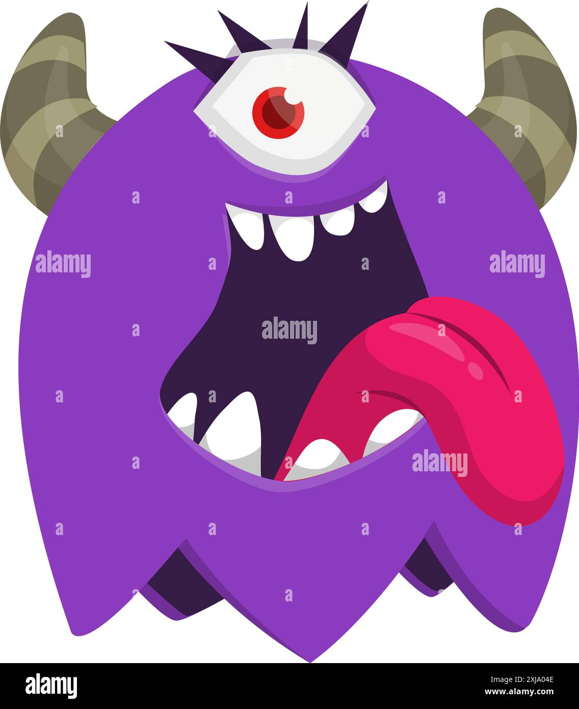 Funny cartoon smiling monster character. Illustration of cute and happy ...