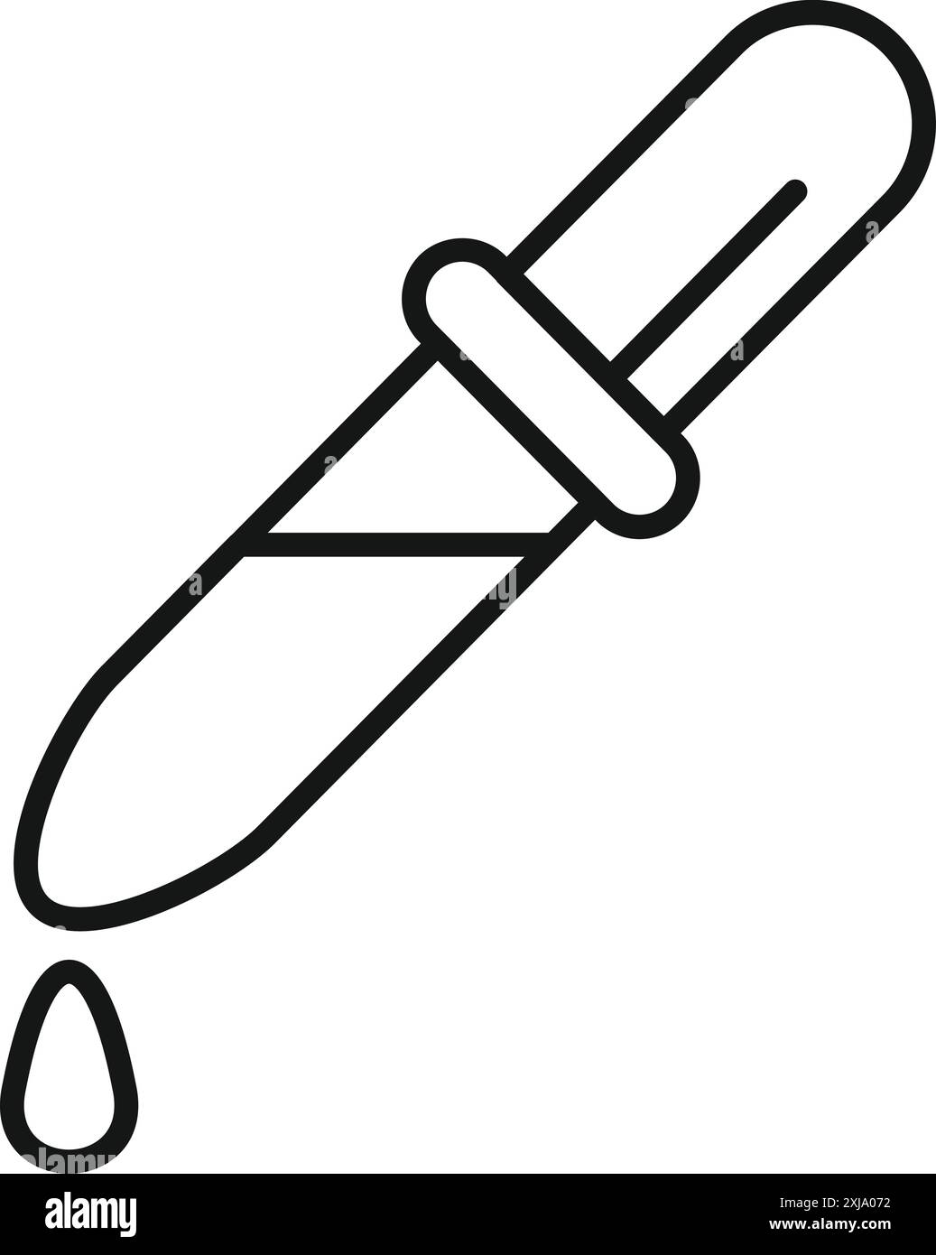 Simple bold outline icon of a chemical dropper with liquid dripping ...