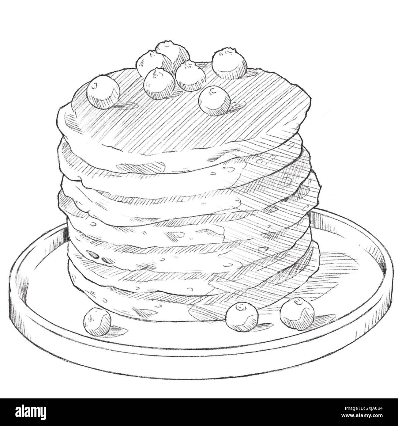 Food hand drawn sketch of a pile of pancakes Stock Photo - Alamy