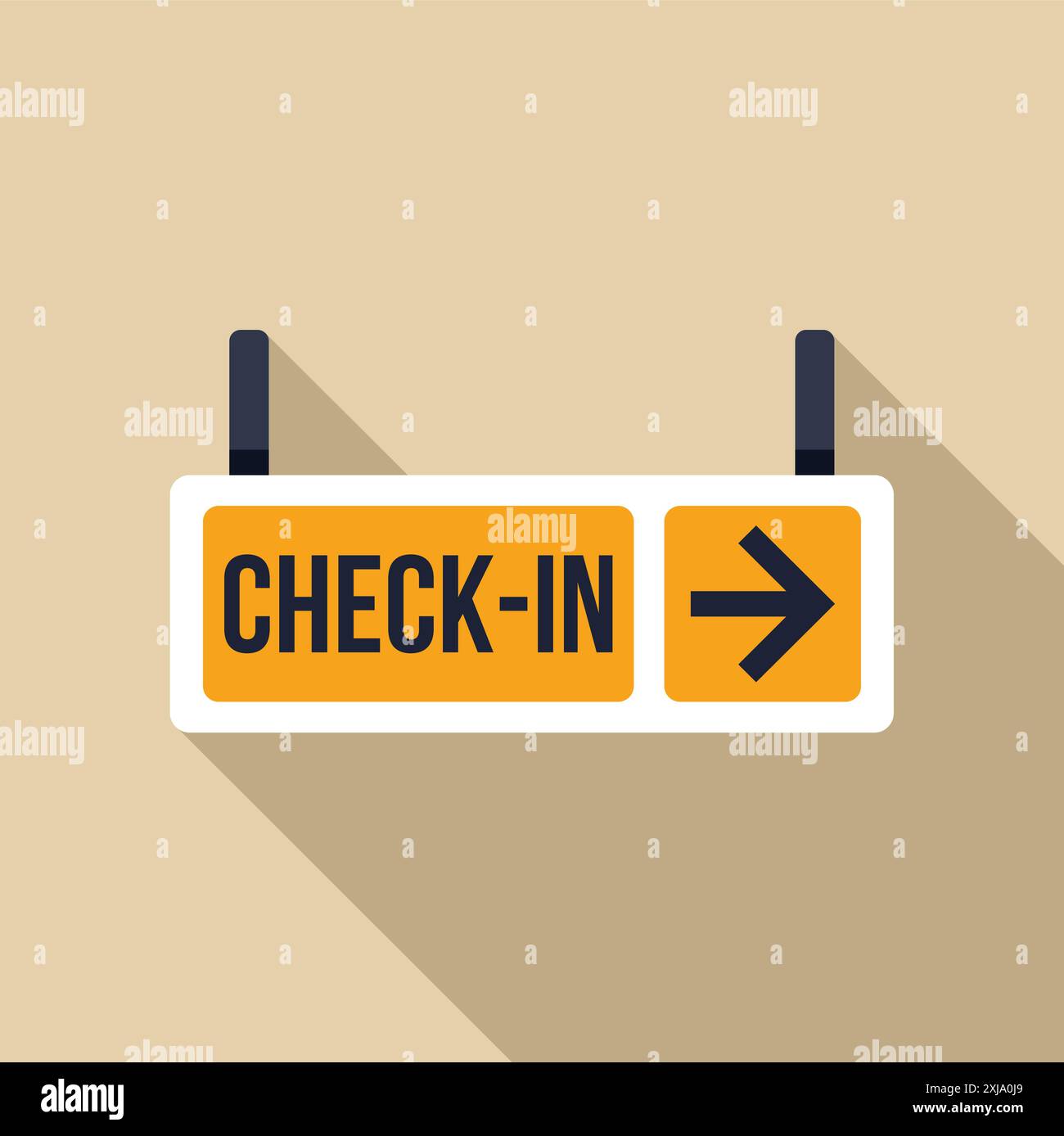 Airport check in sign pointing right with arrow for arriving passengers ...