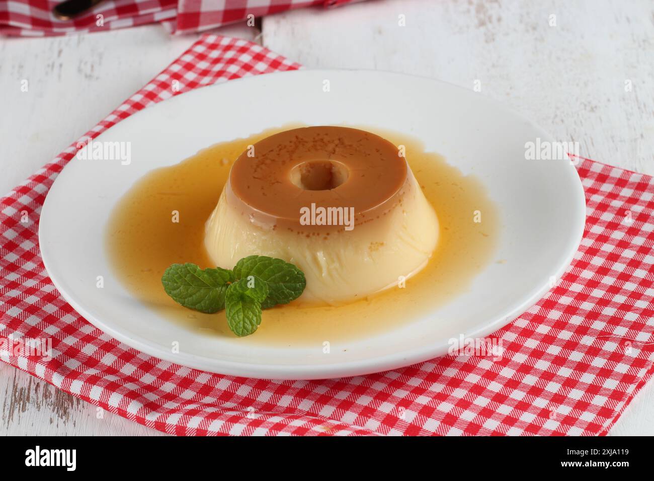 Pudding milk eggs syrup hi-res stock photography and images - Alamy