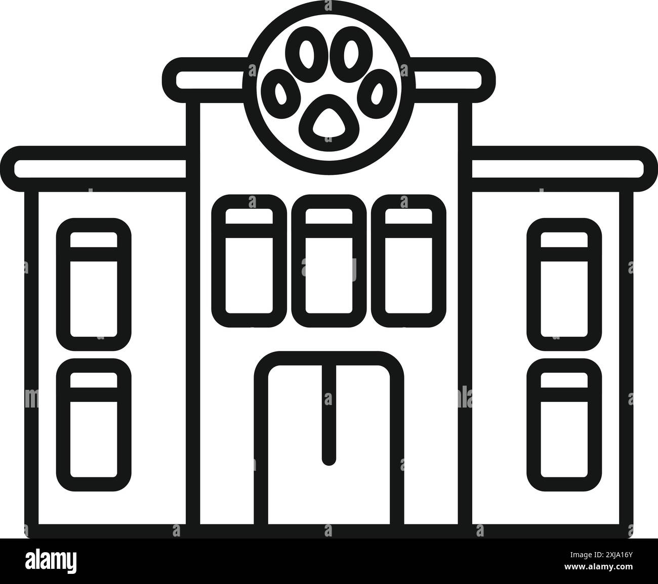 Veterinary clinic building facade with paw print sign showing modern ...