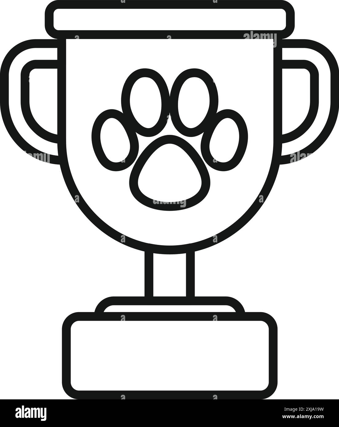 Line drawing of a dog show trophy with paw print celebrating a winning ...
