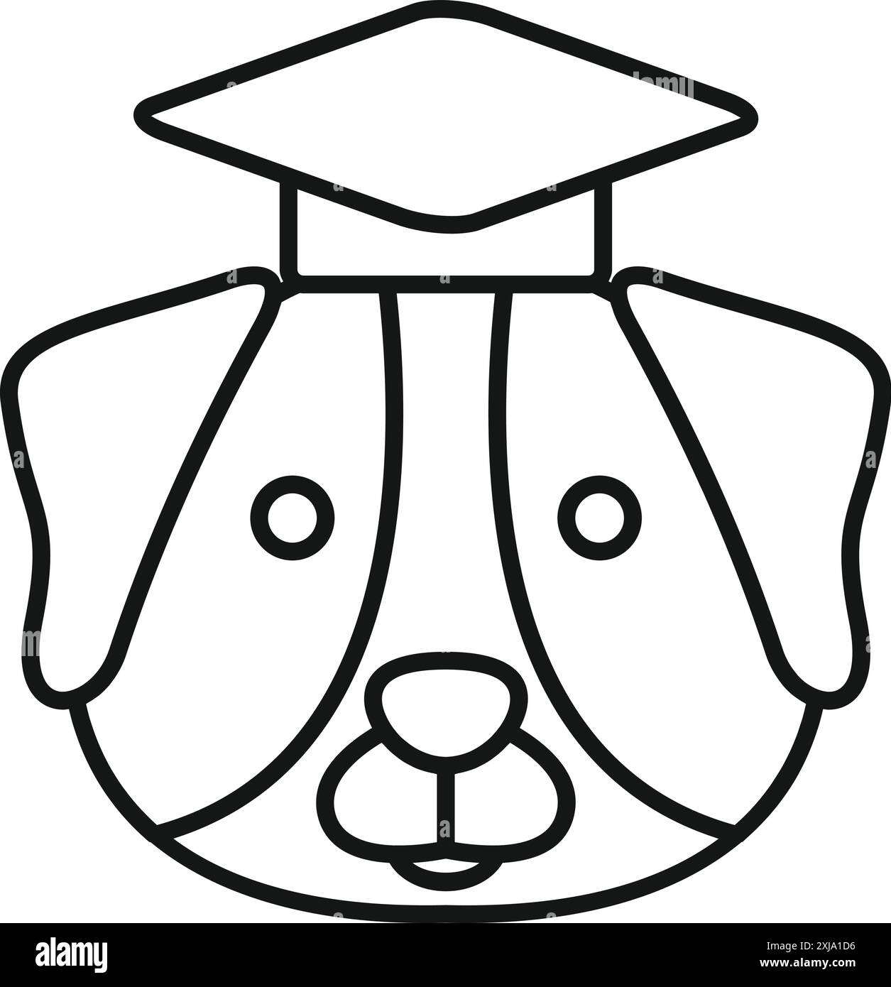 Simple line art illustration of a dog wearing a graduation hat Stock ...