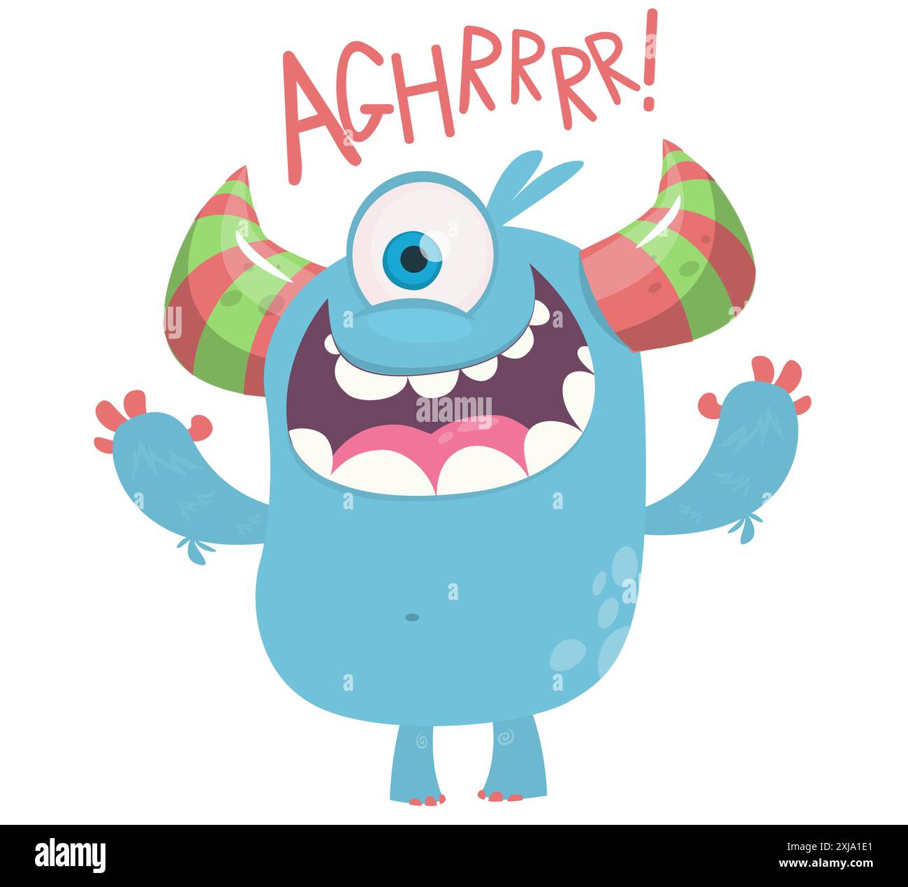 Funny cartoon monster character. Illustration of cute and happy alien ...