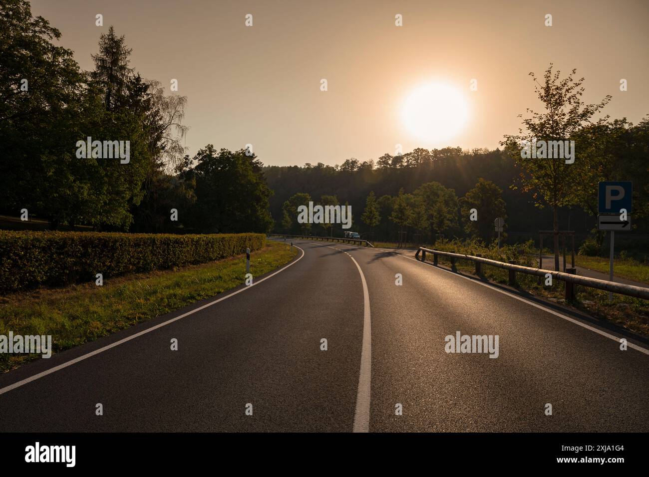 Europe, Luxembourg, near Greiveldange, Layby off Waistrooss (Highway ...