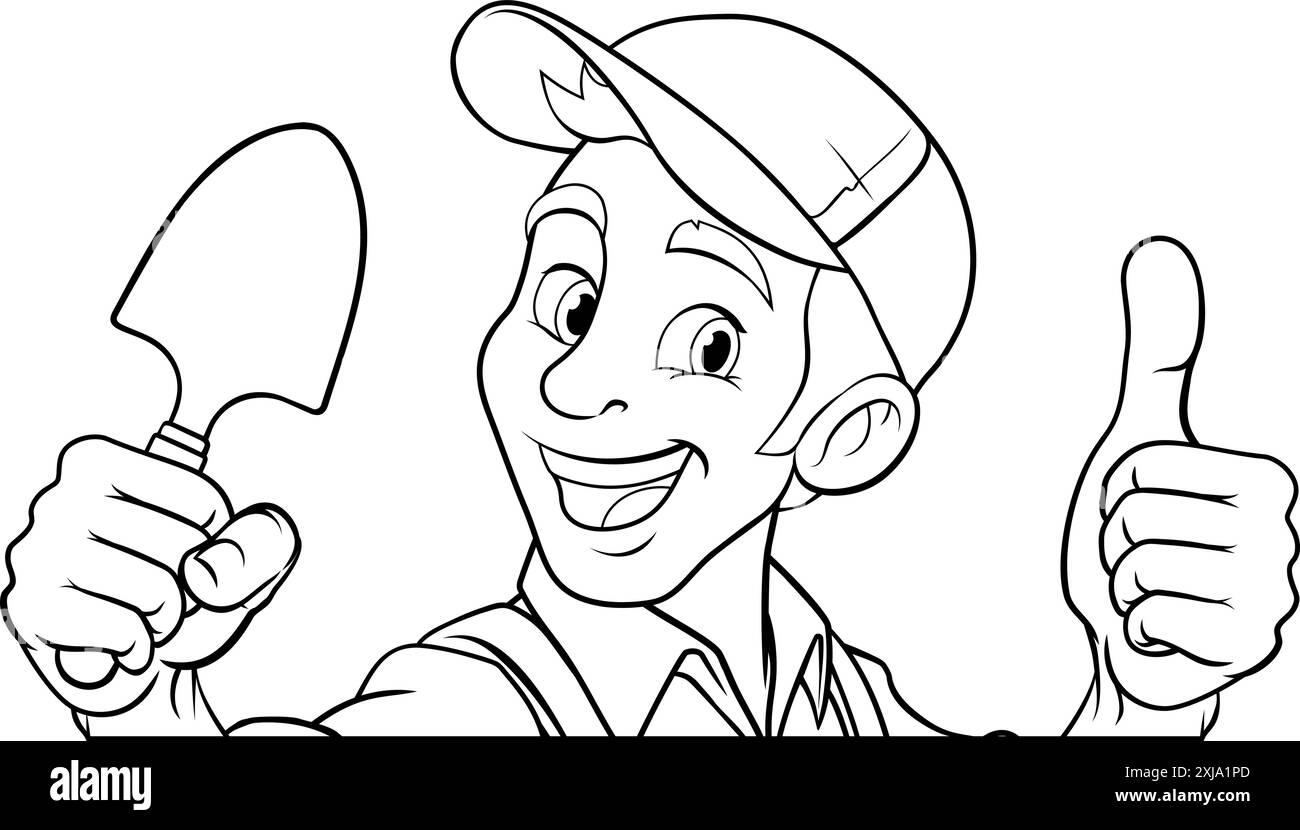 Gardener Cartoon Garden Tool Man Farmer Mascot Stock Vector Image & Art ...