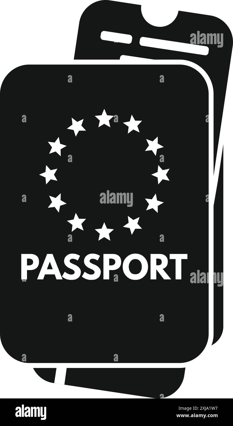 Black icon of an international passport showing the european union ...