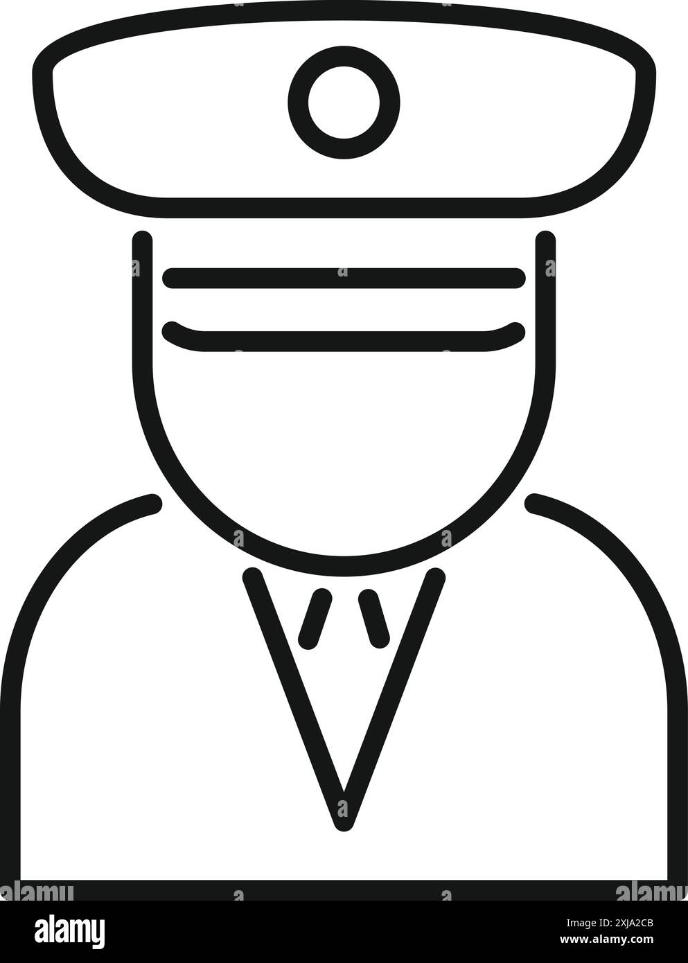 Line icon of a ship captain wearing a uniform, perfect for maritime ...