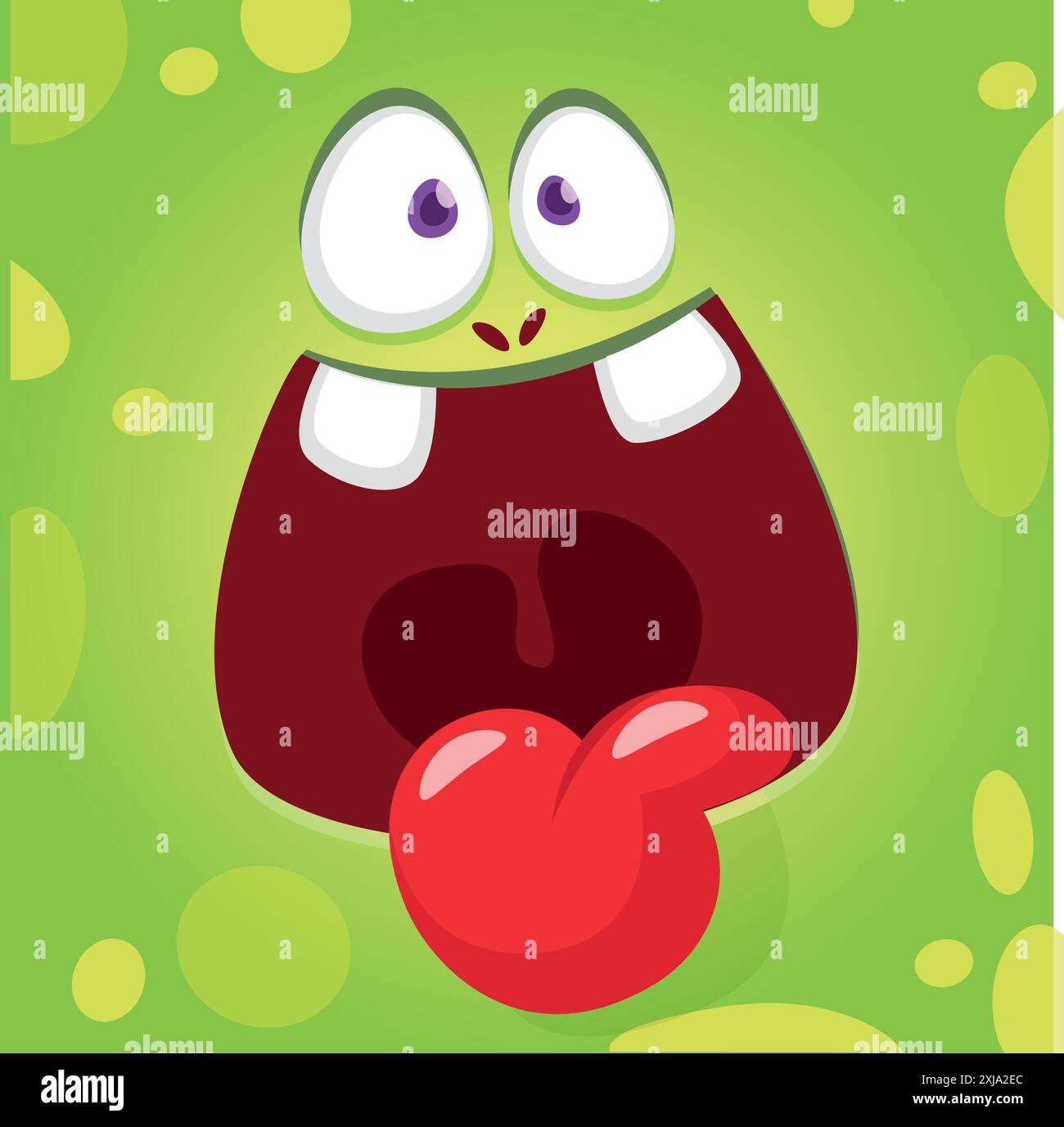 Funny cartoon monster character face expression showing long tongue ...