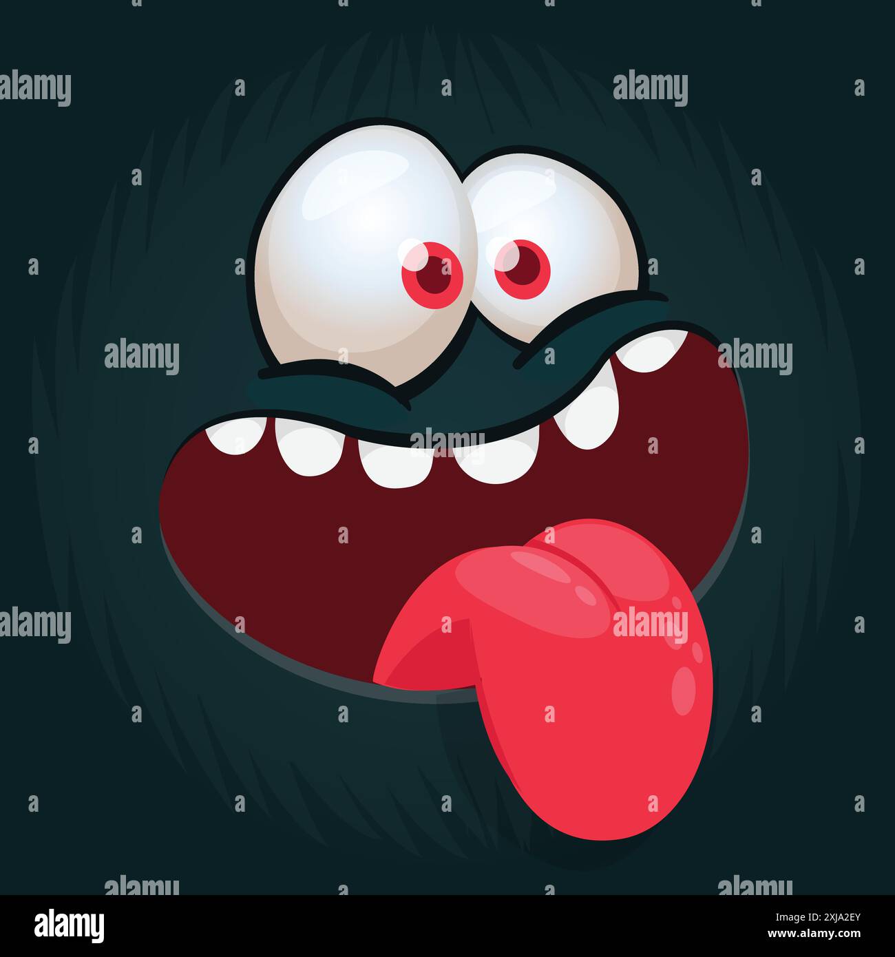 Funny cartoon monster character face expression showing long tongue ...