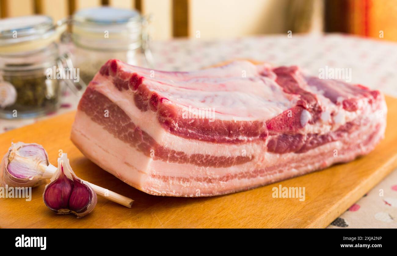 Fresh piece of lard ready for salting Stock Photo - Alamy