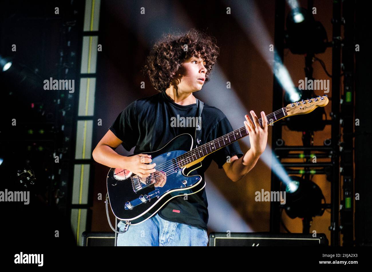 Roman Morello performing with Tom Morello at Peace & Friendship Stadium ...