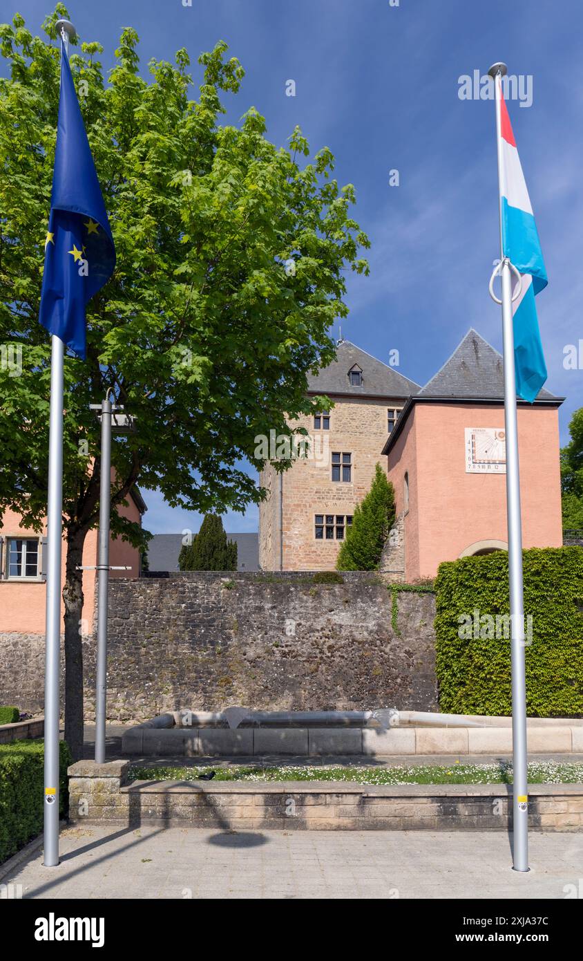 Europe, Luxembourg, Mersch, Mersch Castle (Château de Mersch) with ...