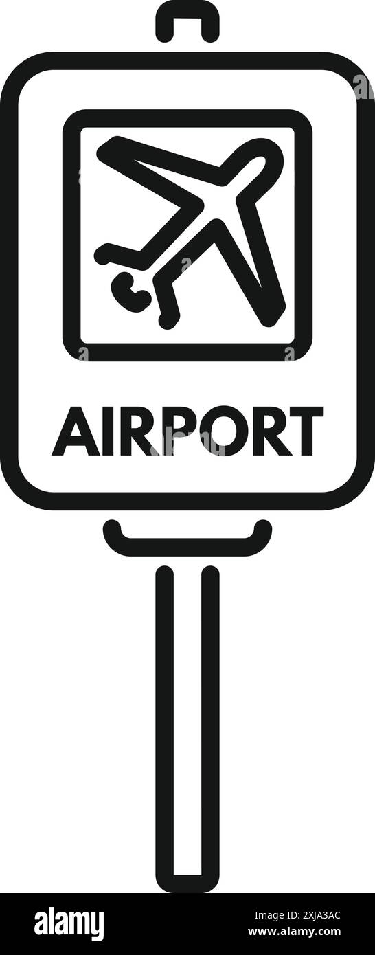 Simple black and white airport sign pointing travelers to the terminal ...