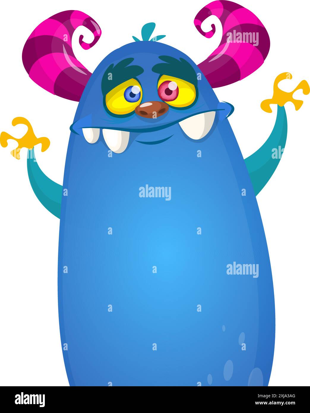Funny cartoon monster character. Illustration of cute and happy alien ...