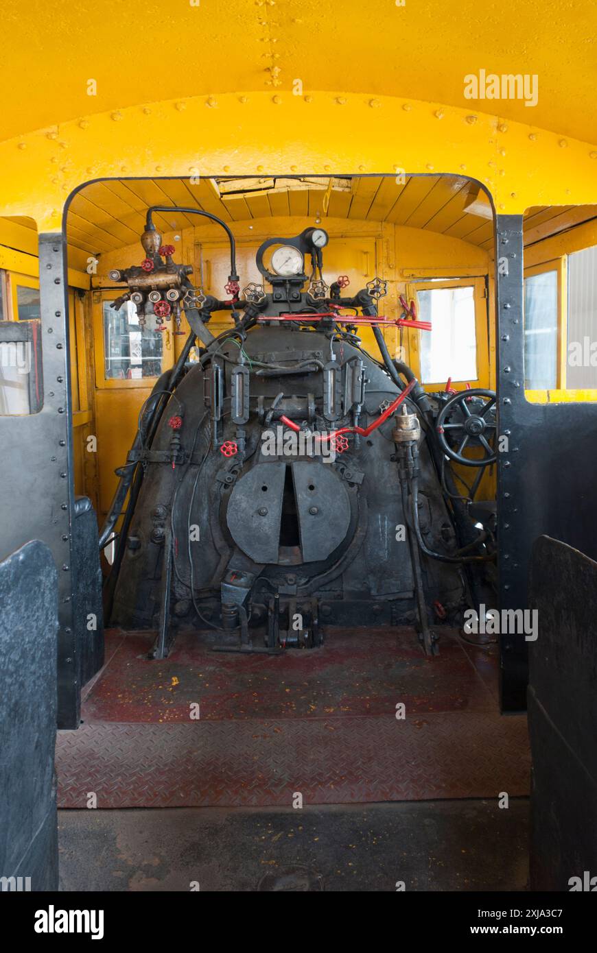 The engine room and control room of a locomotive train Stock Photo - Alamy
