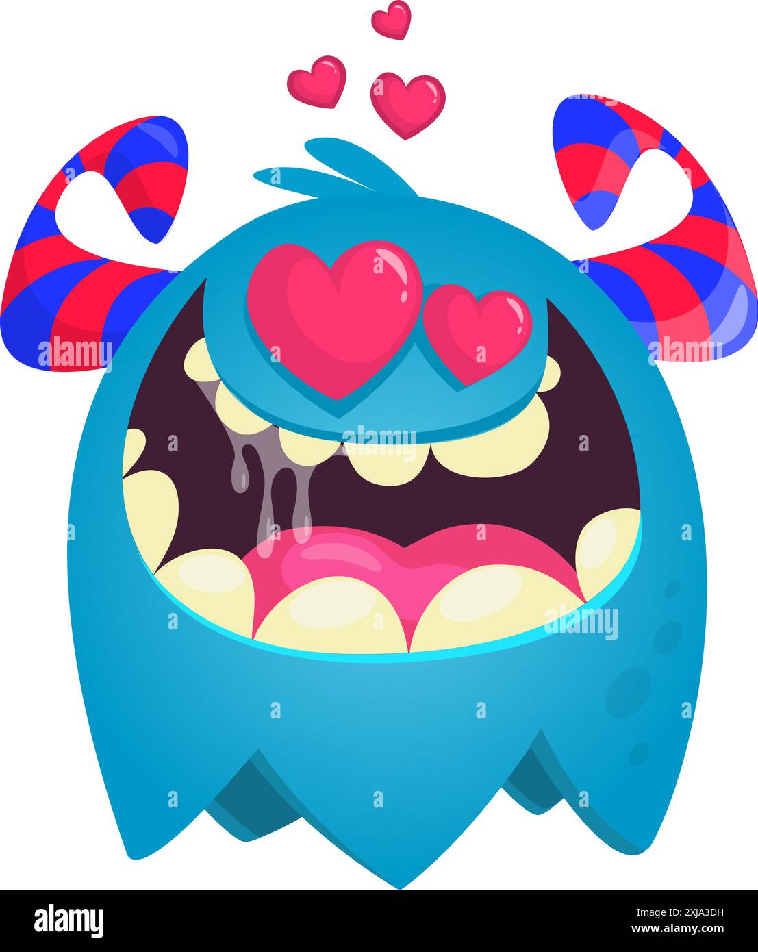 Funny cartoon smiling monster character. Illustration of cute and happy ...
