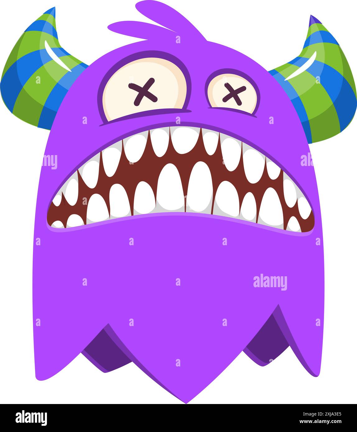Funny cartoon smiling monster character. Illustration of cute and happy ...