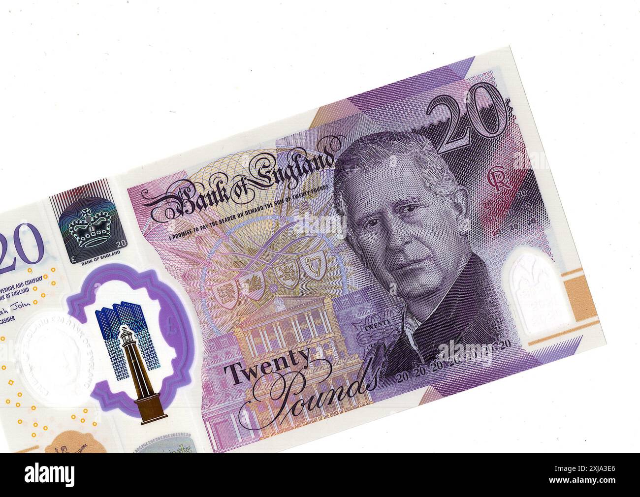 Close up of a £20 banknote from the United Kingdom featuring a portrait ...