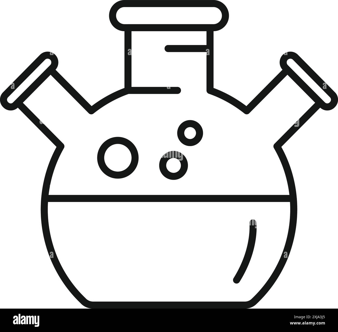 Line drawing of a round bottom flask with three necks, bubbling with a ...