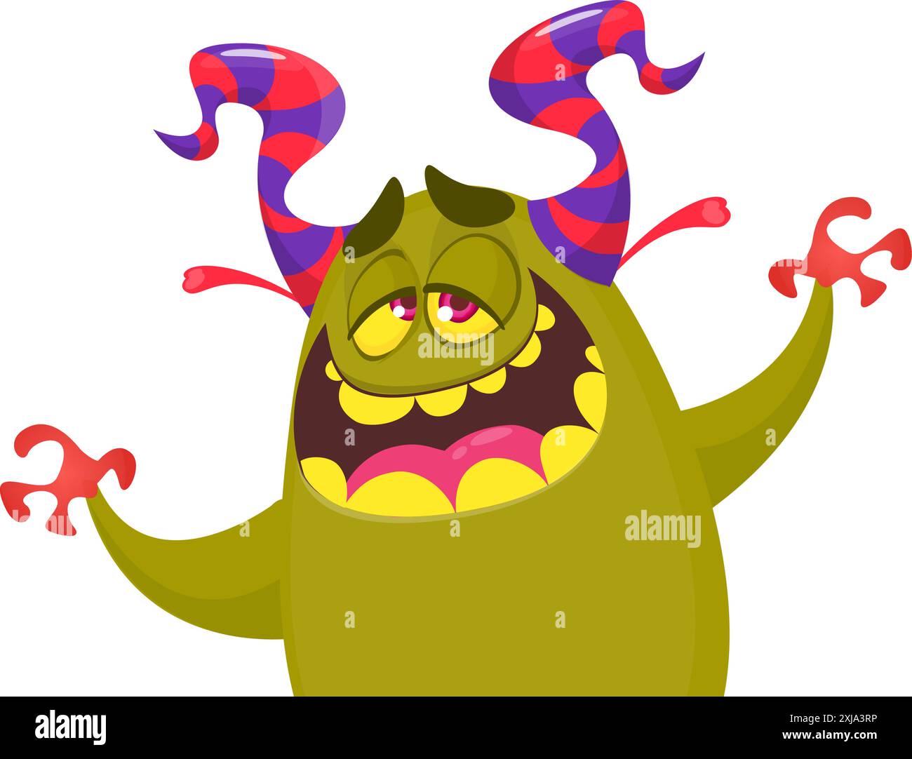 Funny cartoon monster character. Illustration of cute and happy alien ...