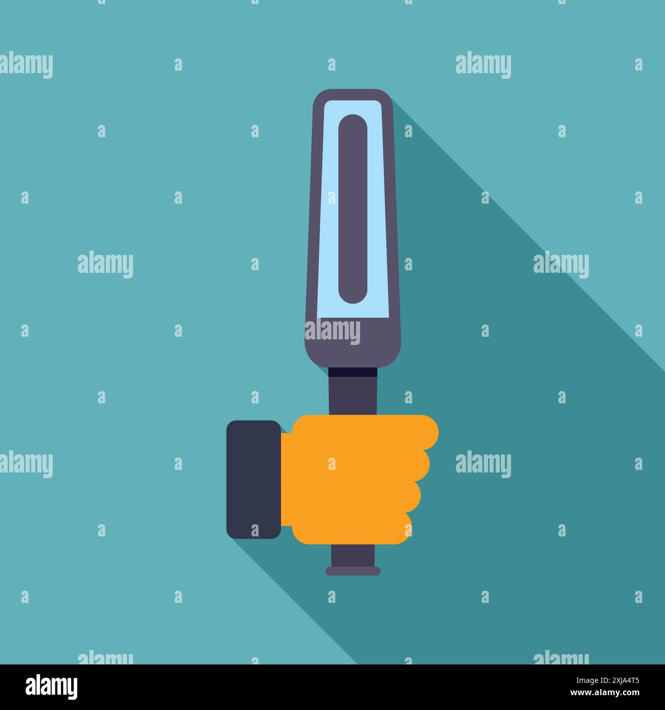 Security guard holding a metal detector in hand checking for weapons ...