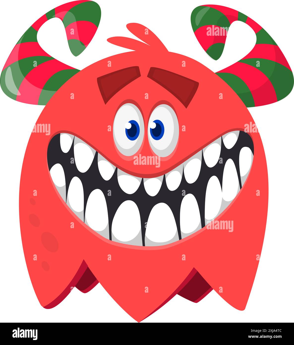 Funny cartoon smiling monster character. Illustration of cute and happy ...