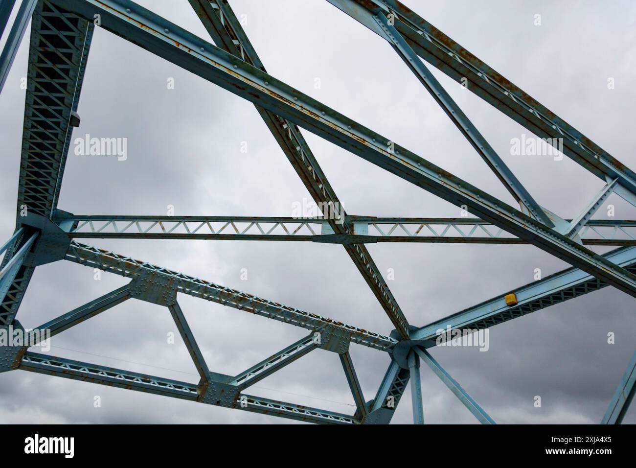 Metal bridge supports, Spokane, Washington, USA, seen from below ...