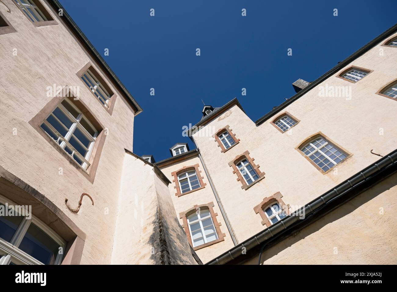 Europe, Luxembourg, Wiltz, Schlass Wolz (Wiltz Castle) with detail of ...
