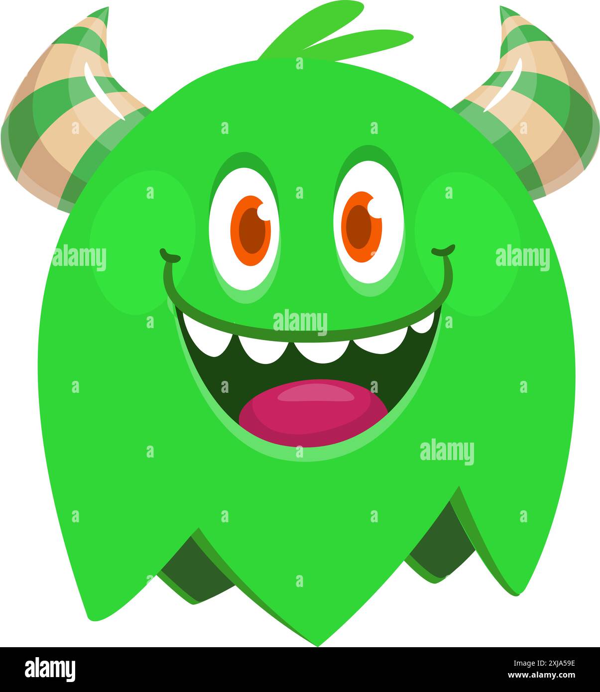 Funny cartoon smiling monster character. Illustration of cute and happy ...