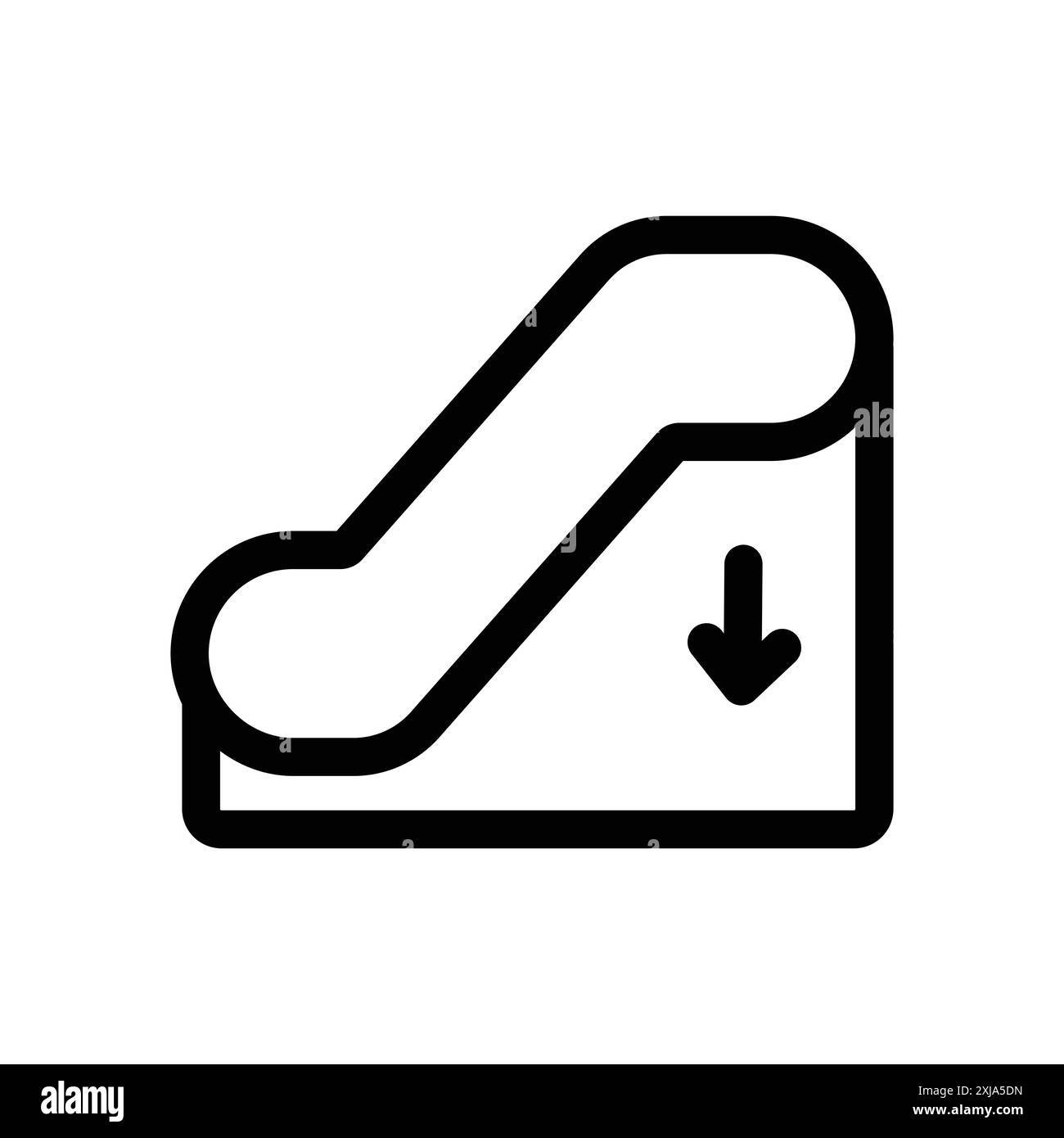 Escalator down icon set in thin line outline style and linear vector ...