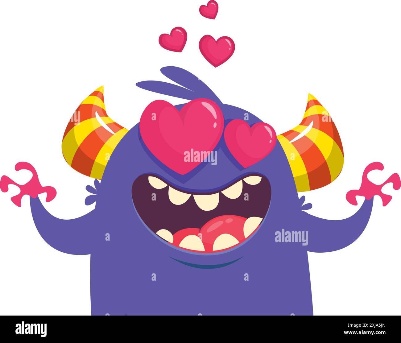 Funny cartoon smiling monster character. Illustration of cute and happy ...