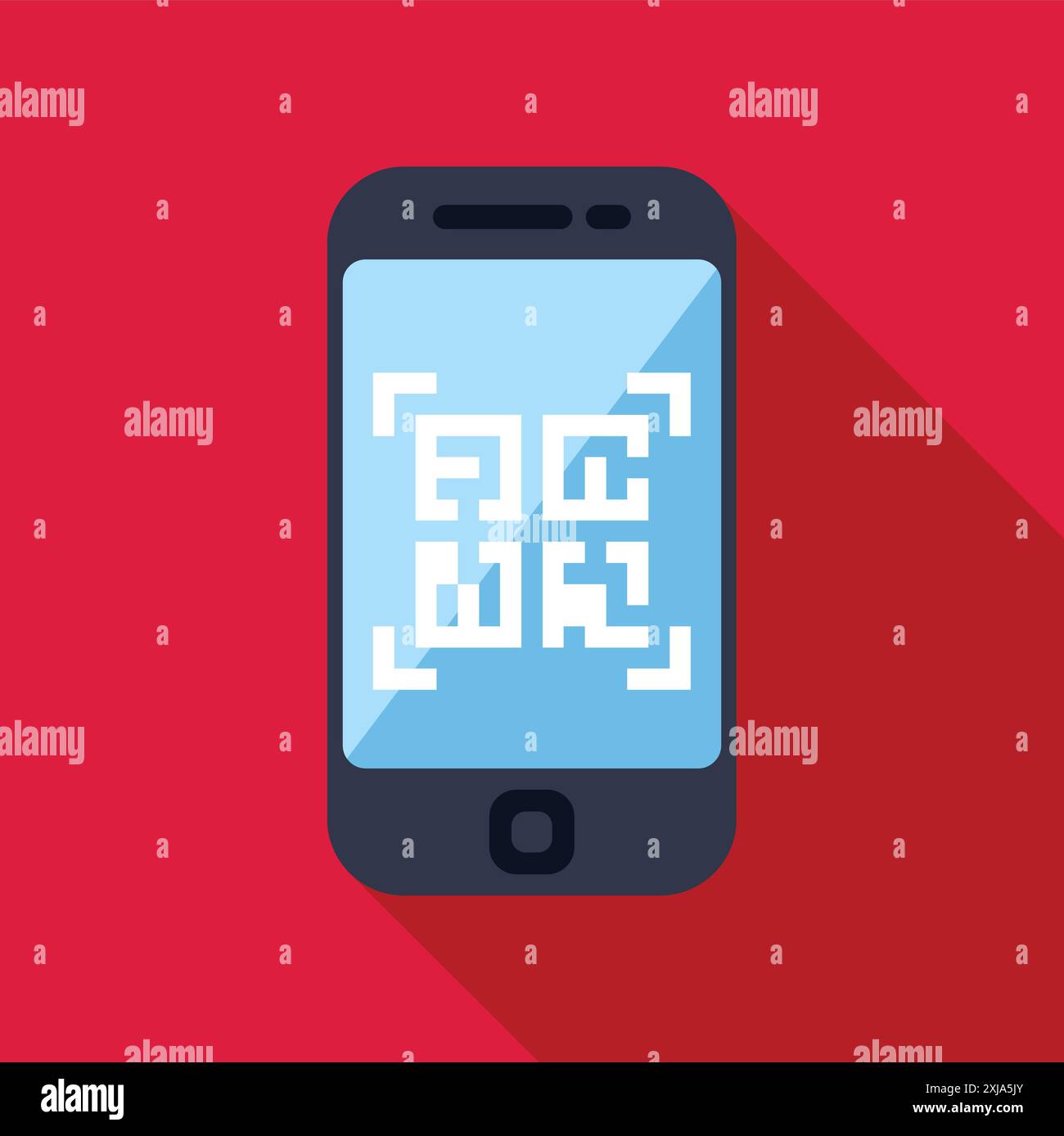 Smartphone is scanning a qr code, on a red background Stock Vector ...
