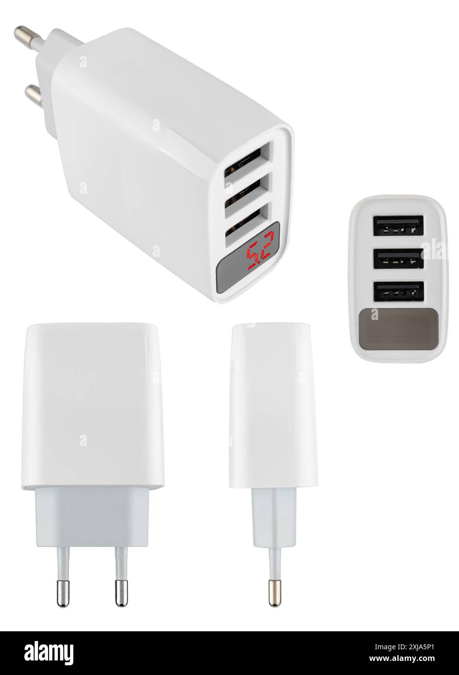 power adapter for phone, white color on white background in insulation ...