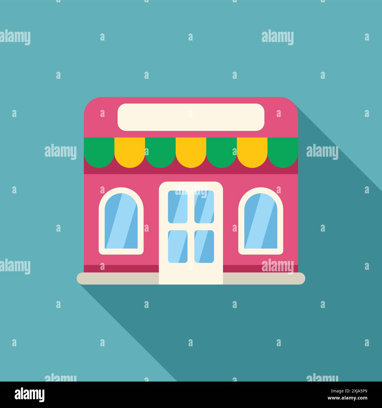 Small business storefront exterior with large windows, welcoming ...