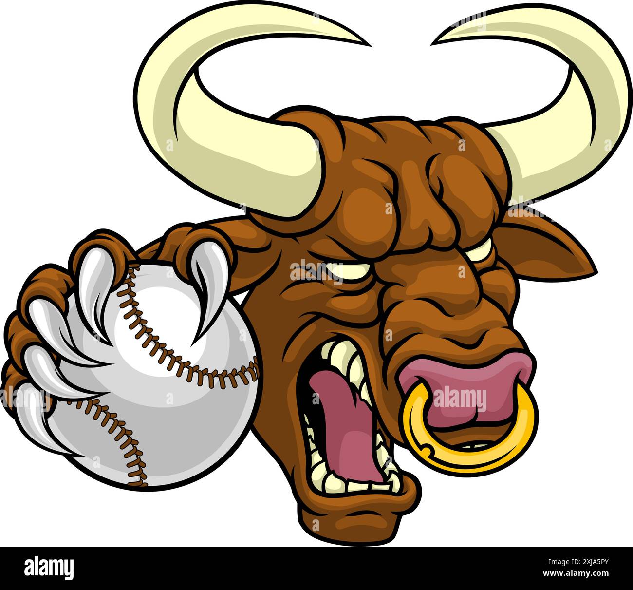 Bull Minotaur Longhorn Cow Baseball Mascot Cartoon Stock Vector Image ...