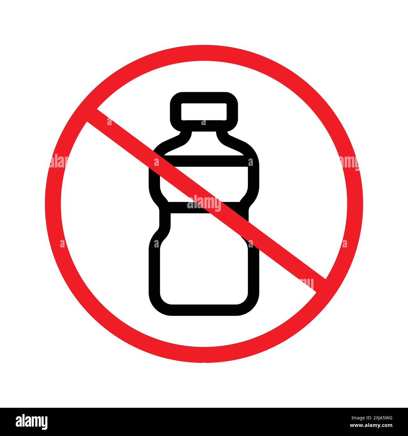 No plastic bottle icon set in thin line outline style and linear vector ...