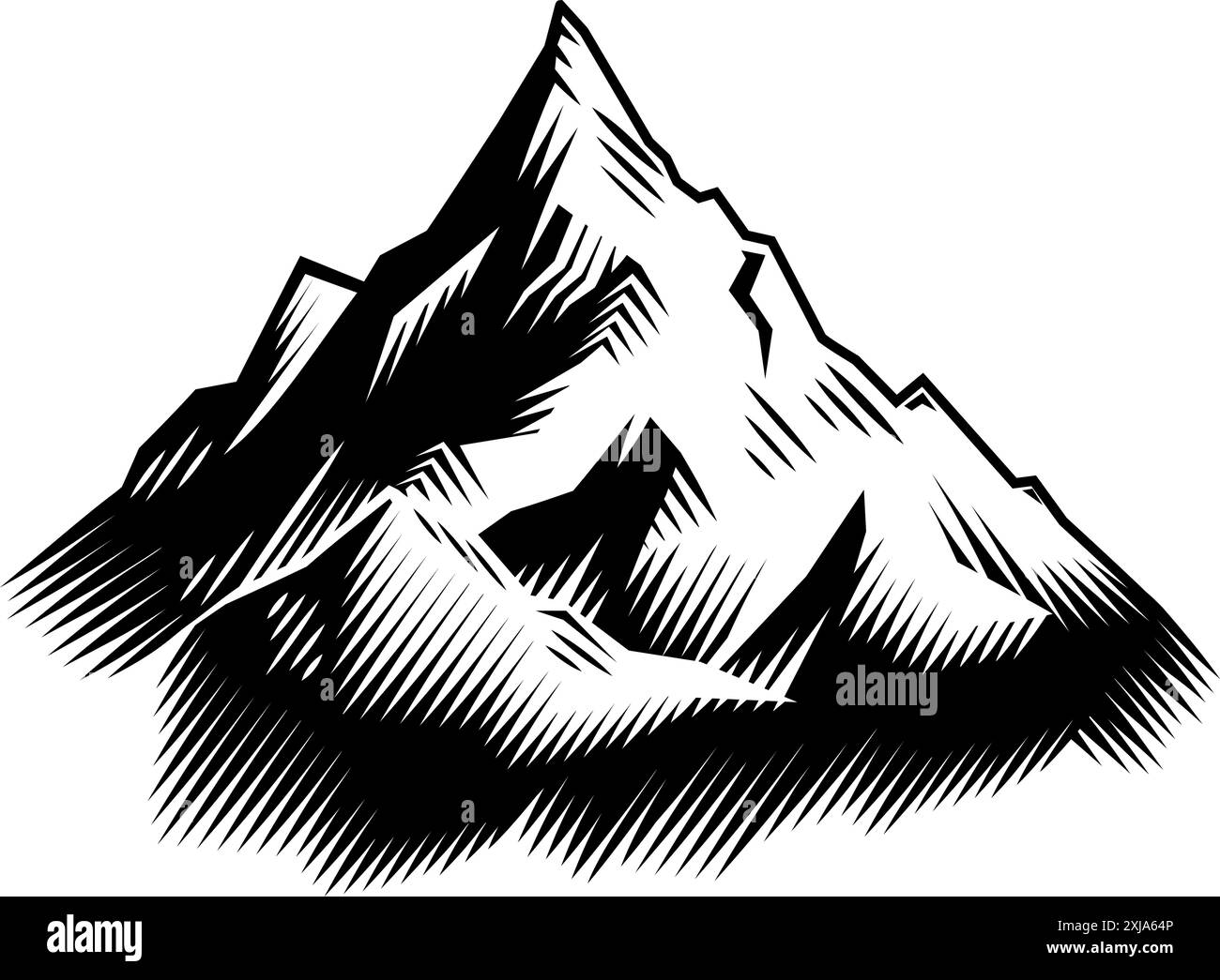 Mountains Range Woodcut Engraved Style Drawing Stock Vector Image & Art ...