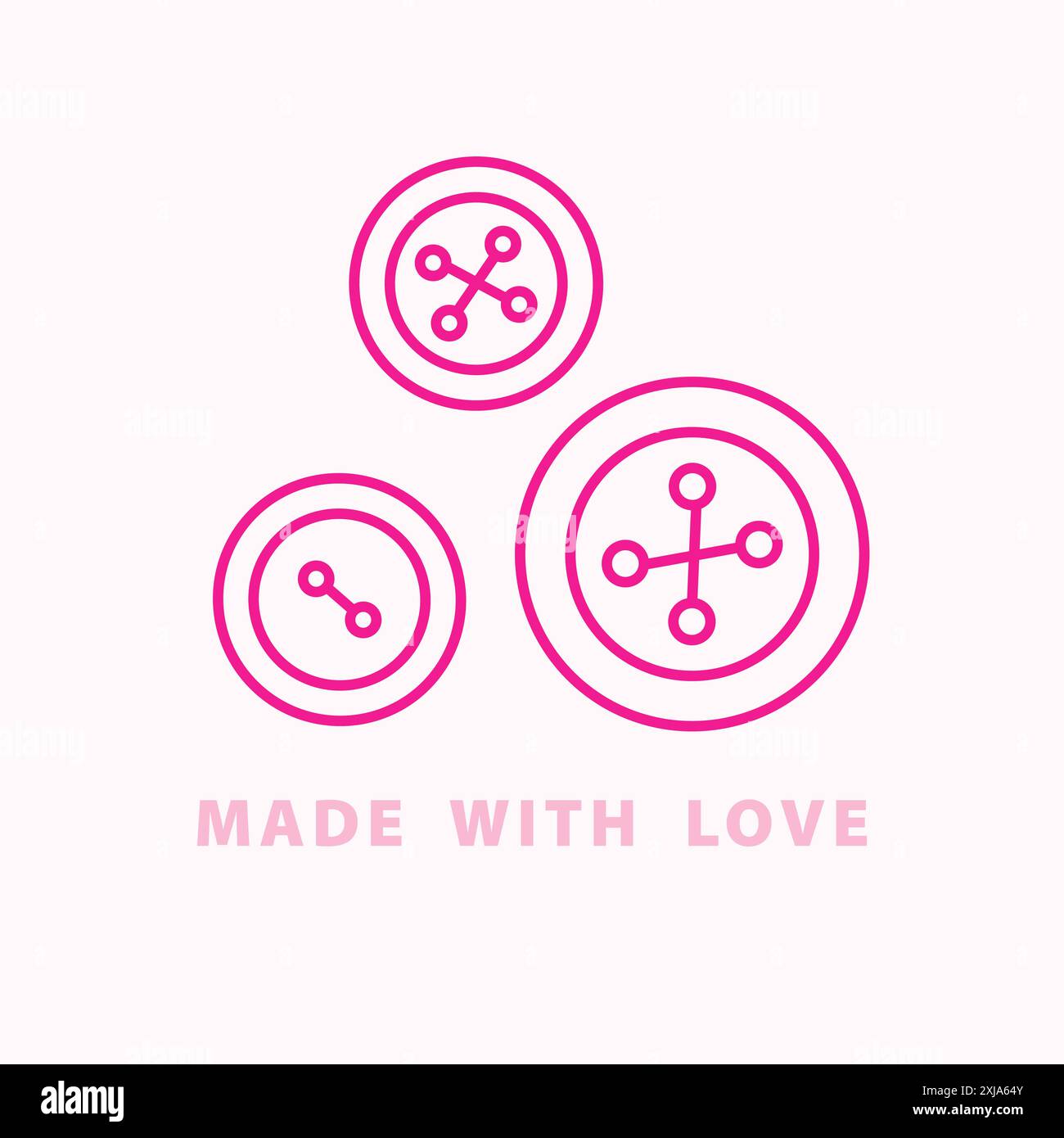 Made with Love Buttons Logo. Sewing Design Badge Stock Vector Image ...