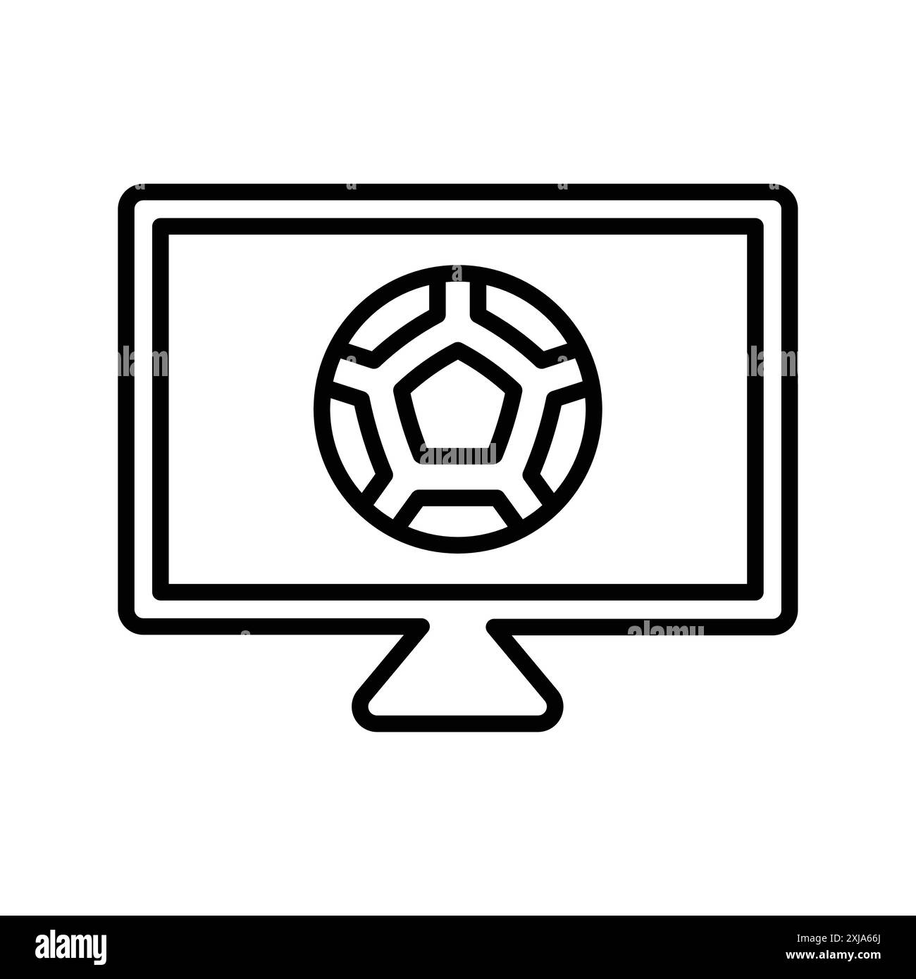 Soccer Live Match On TV icon set in thin line outline style and linear ...
