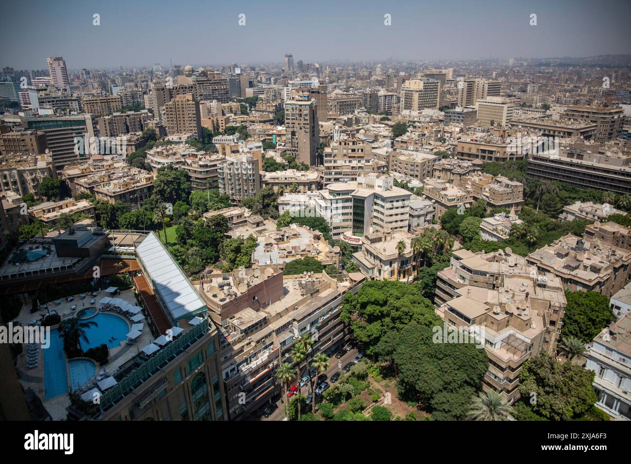 Cairo, Egypt. 17th July, 2024. A general view of Cairo's buildings is ...