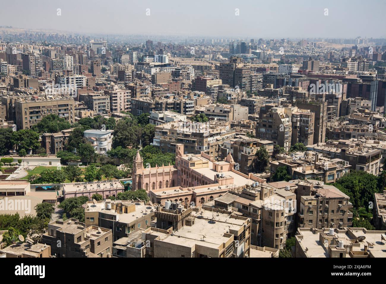 Cairo, Egypt. 17th July, 2024. A general view of Cairo's buildings is ...